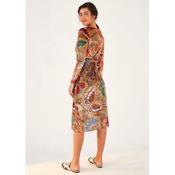 FARM Rio | Dresses | Nwt Farm Rio Velvet Printed Wrap Midi Dress | Poshmark